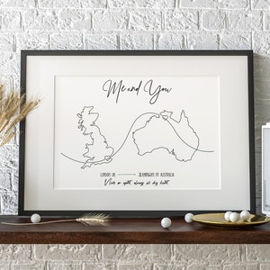 Long Distance Relationship Gifts, Personalised Map Art Print, Long ...