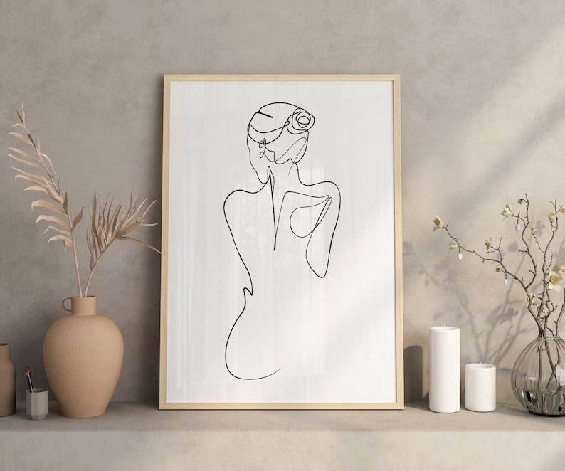 One Line Drawing Female Line Drawing Minimalist Wall Decor - Etsy