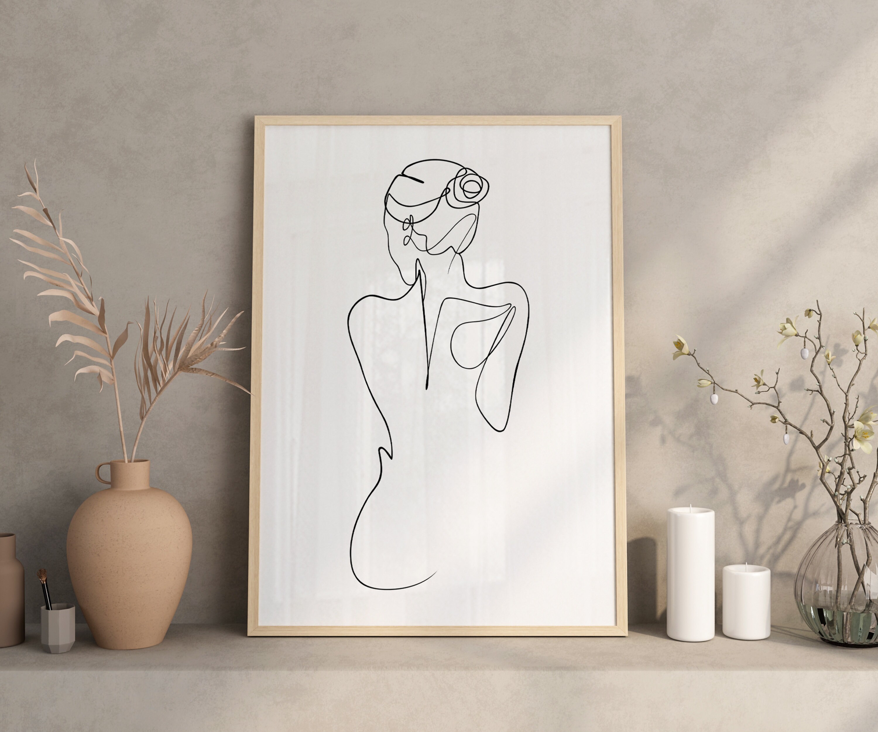 One Line Drawing Female Line Drawing Minimalist Wall Decor - Etsy