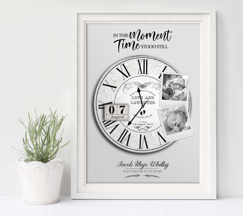 Baby Birth Announcement Clock for Wall in This Moment Time - Etsy