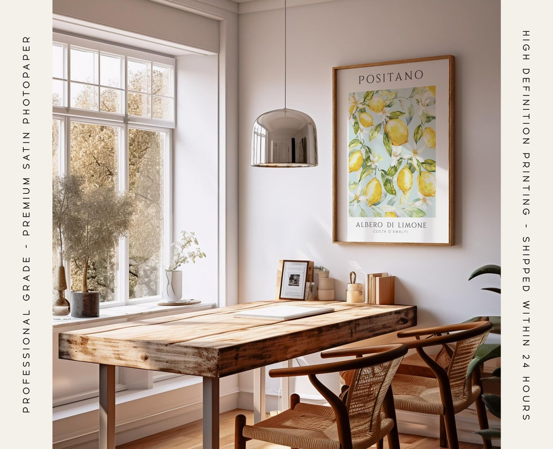 Lemon Wall Art Print, Positano Print, Lemon Tree Poster, Kitchen Wall ...