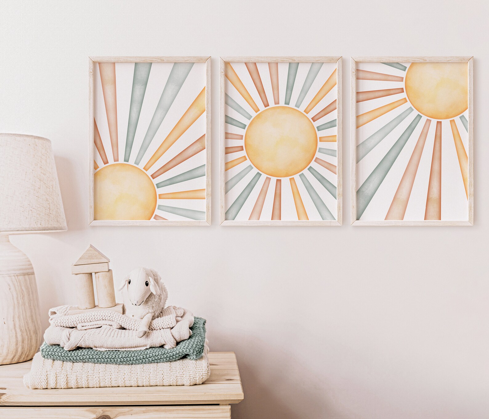 Boho Sun Nursery Wall Art Print, Set of 3 Prints, Boho Sunshine Nursery ...