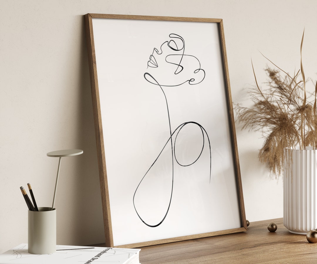 Continuous Line Art Print, Minimalist Wall Decor, Female Print Poster ...