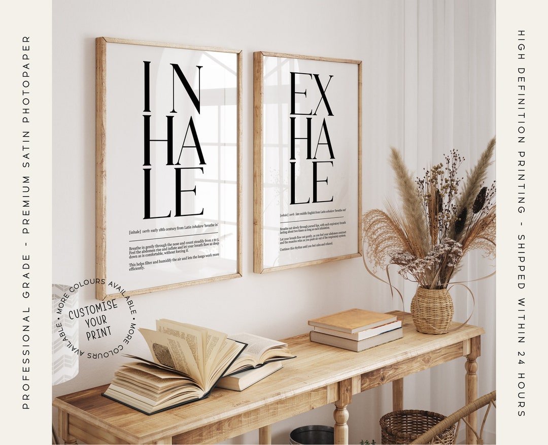 Set of 2 Inhale and Exhale Prints, Inhale Exhales Definition Prints ...