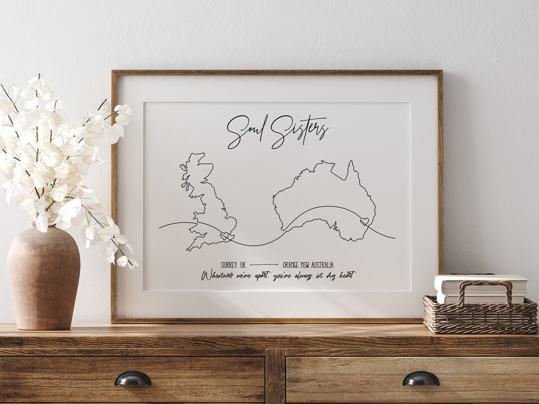 Long Distance Relationship Gifts, Personalised Map Art Print, Long ...