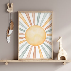 Boho Sun Nursery Wall Art Print, Set of 3 Prints, Boho Sunshine Nursery ...