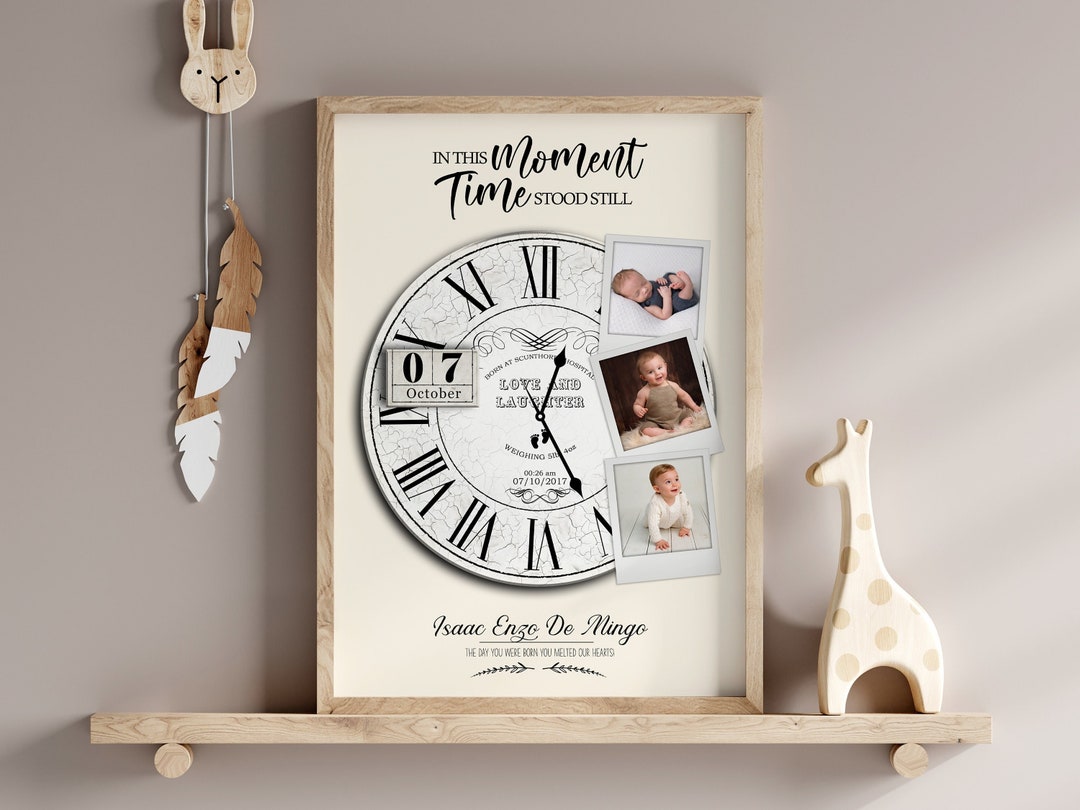 Baby Birth Announcement Clock for Wall, in This Moment Time Stood Still ...