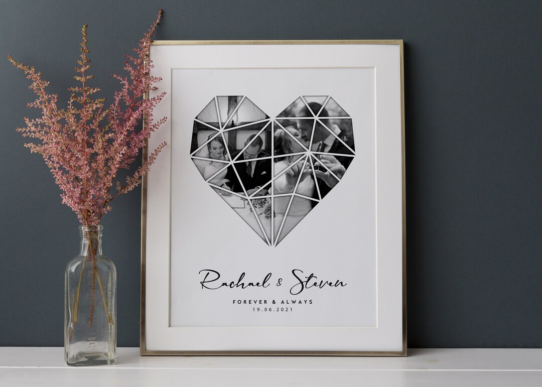 Collage de fotos en forma de corazón geométrico, impresión en forma de ...