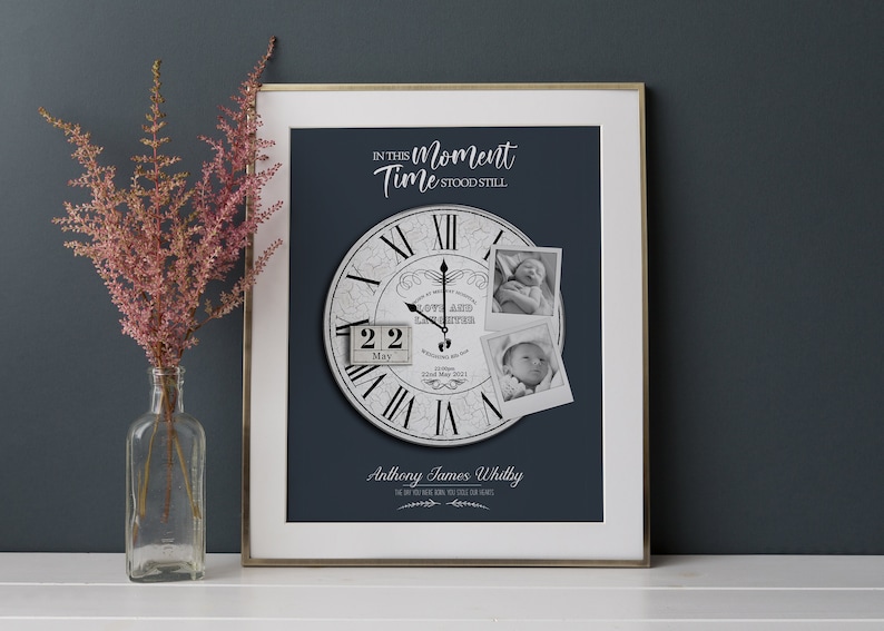 Baby Birth Announcement Clock for Wall in This Moment Time - Etsy
