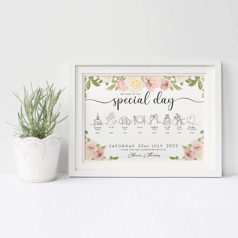 Wedding Timeline Sign Our Special Day Order of the Day | Etsy UK