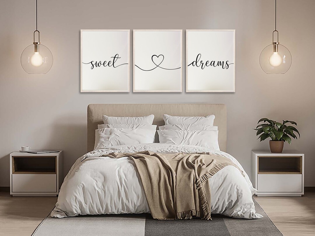 Sweet Dreams 3 Piece Set, Set of 3 Bedroom Print, Home Decor Wall Art ...