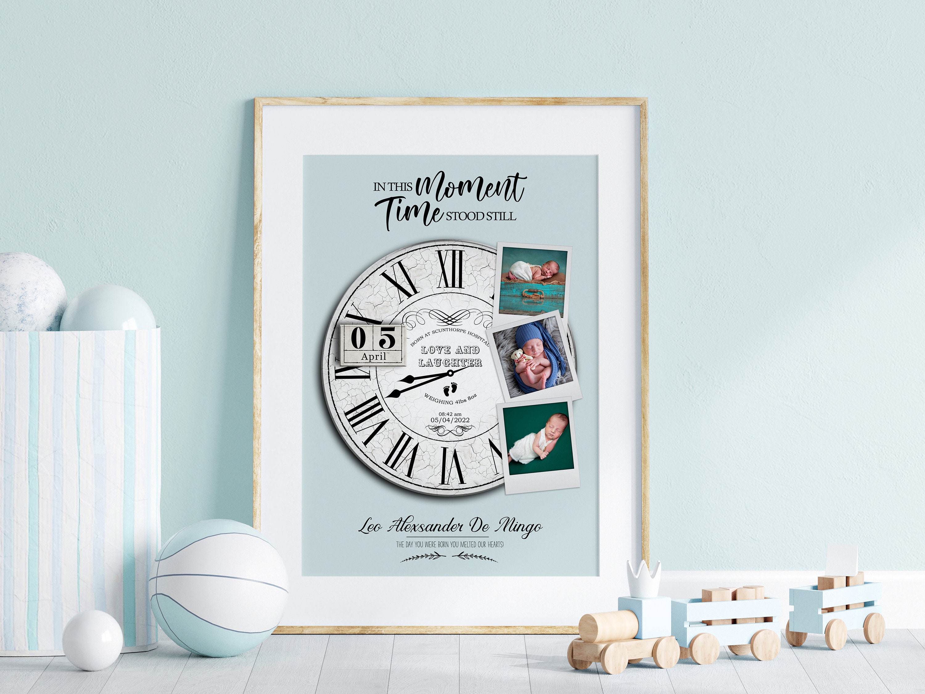 Baby Birth Announcement Clock for Wall, in This Moment Time Stood Still ...