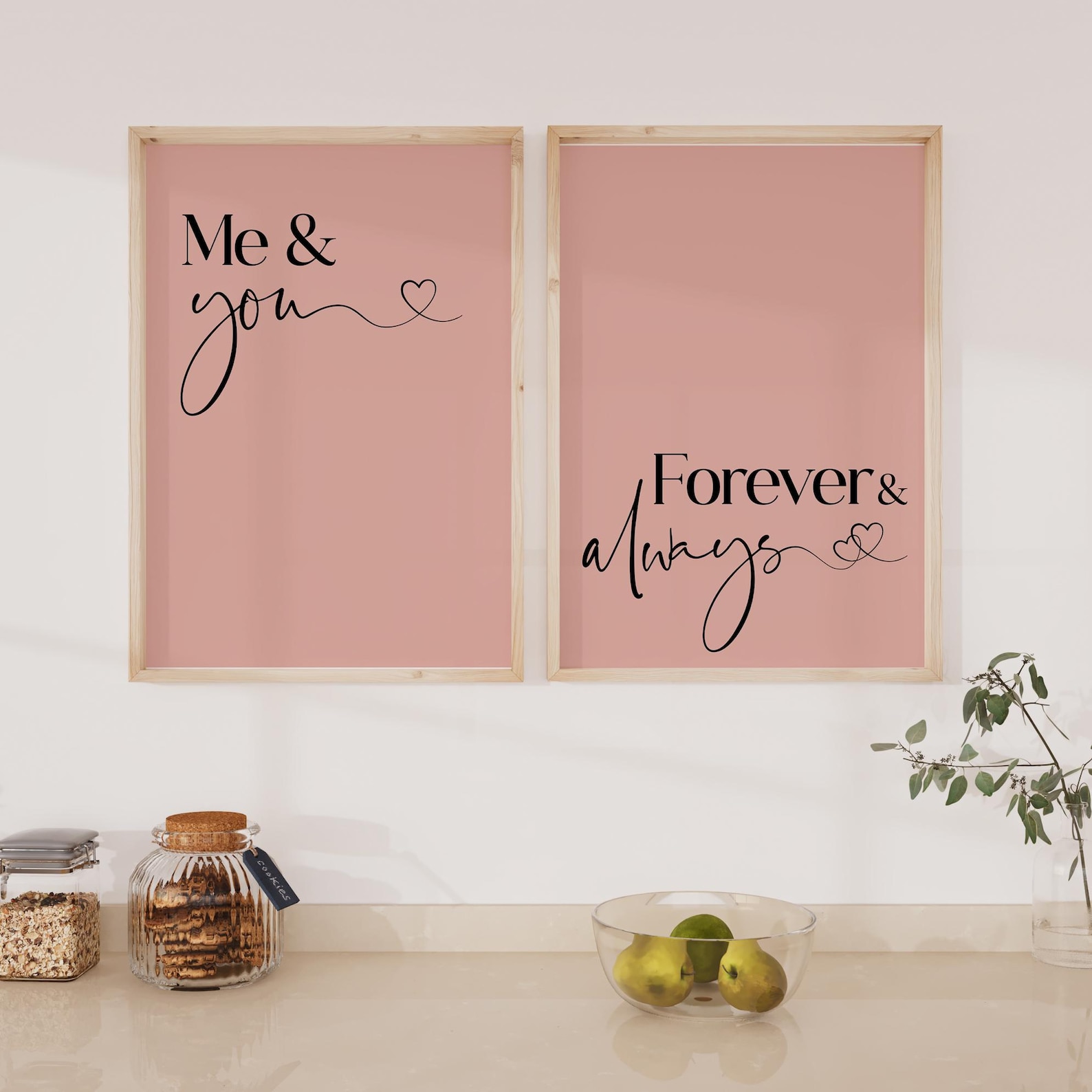 Set of 2 Me and You Bedroom Prints, Forever and Always Print, Above Bed ...