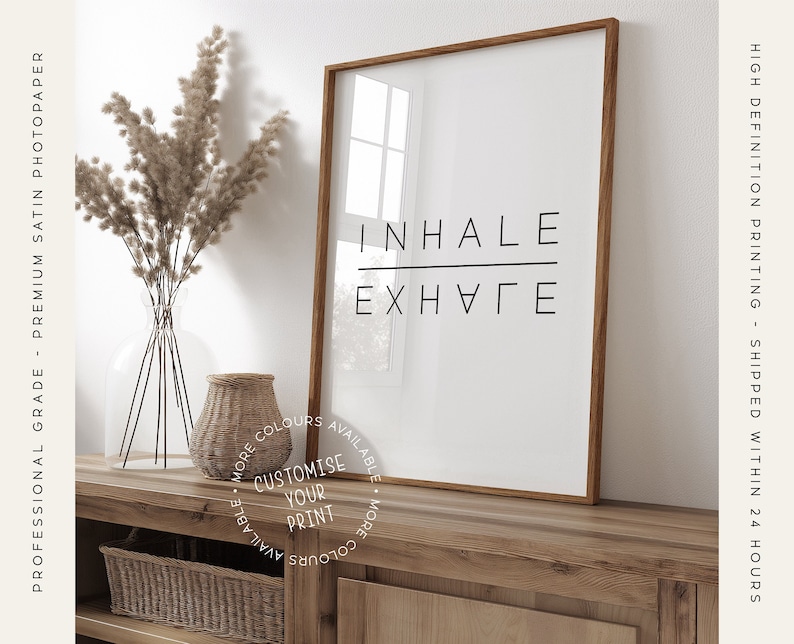 Inhale Exhale Print, Breathe Art Print, Yoga Studio Wall Art - Etsy