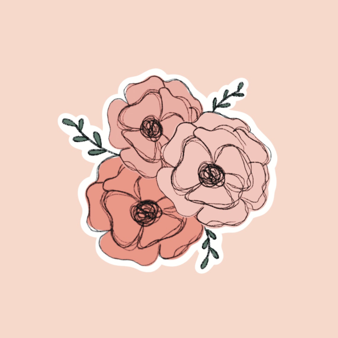 Pink Flower Sticker Designs Floral Aesthetic Gifts for Women | Etsy