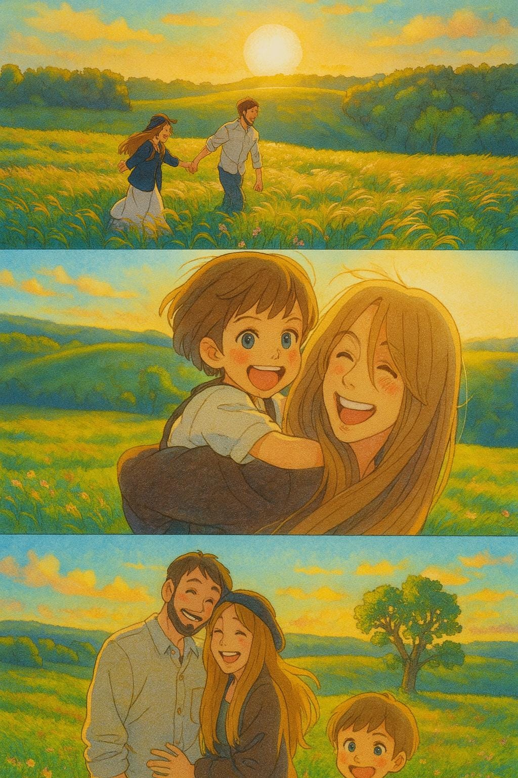Custom Ghibli Family Portrait | Personalized Anime Style Illustration ...