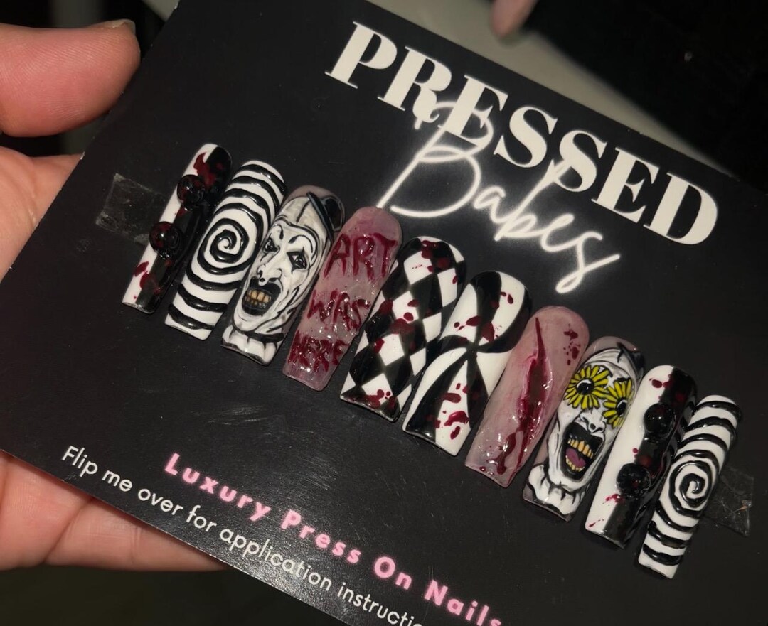 The Terrifier, Art the Clown Press on Nails: Coffin, Almond, Stiletto ...