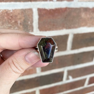 Coffin Ring | Coffim Shaped Ring | Coffin Jewelry | Red and Green ...