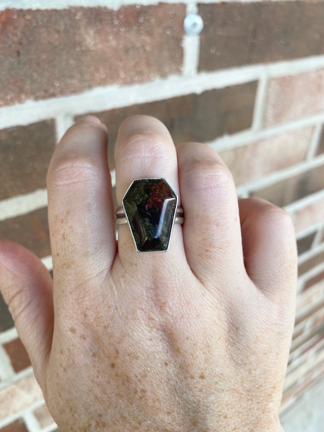 Coffin Ring | Coffim Shaped Ring | Coffin Jewelry | Red and Green ...