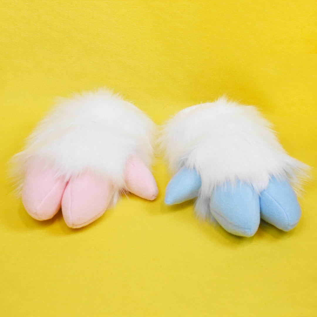 Furry Plush Hooves Fursuit Hand Paws - Trans Pride Pastel Blue, Pink ...