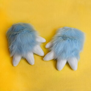 Light Blue Furry Plush Hand Paws – Light Baby Blue Fur With White Claws ...