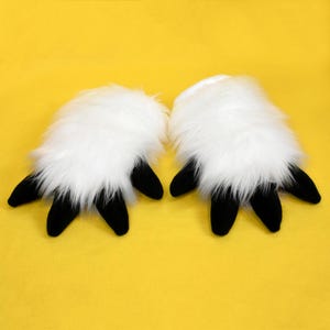 Black and White Furry Plush Fursuit Hand Paws - Choose Your Colour ...