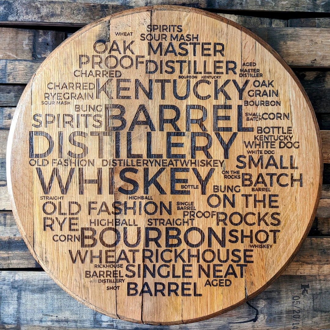 Bourbon Terms Barrel Head - Laser Engraved - Etsy