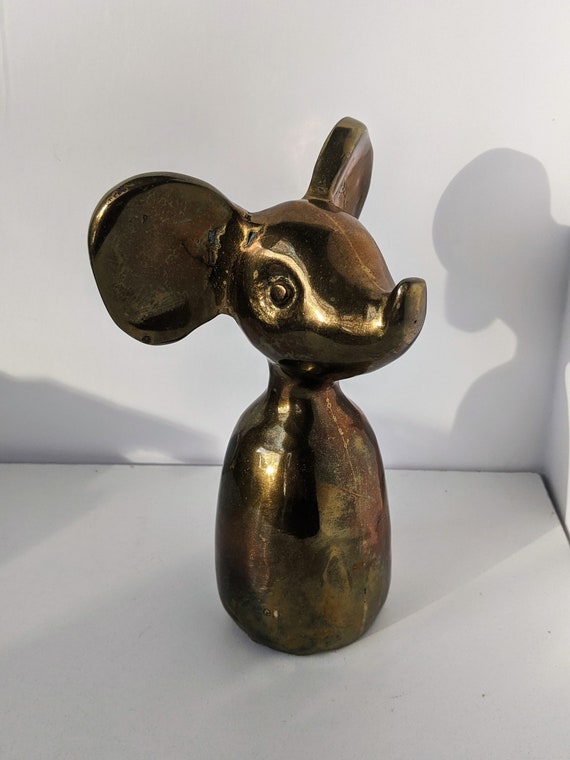 Figurines Vintage Brass Mid-Century Mouse Figurine With Large Ears and ...