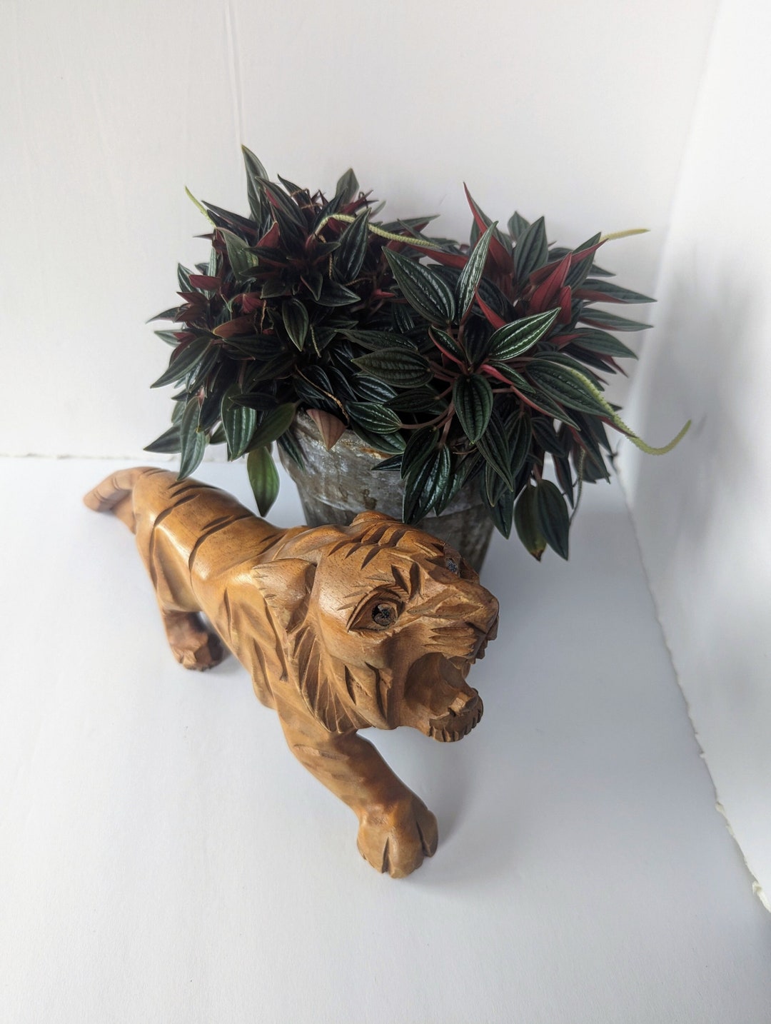 Hand Carved Striped Wooden Tiger Figurine - Etsy