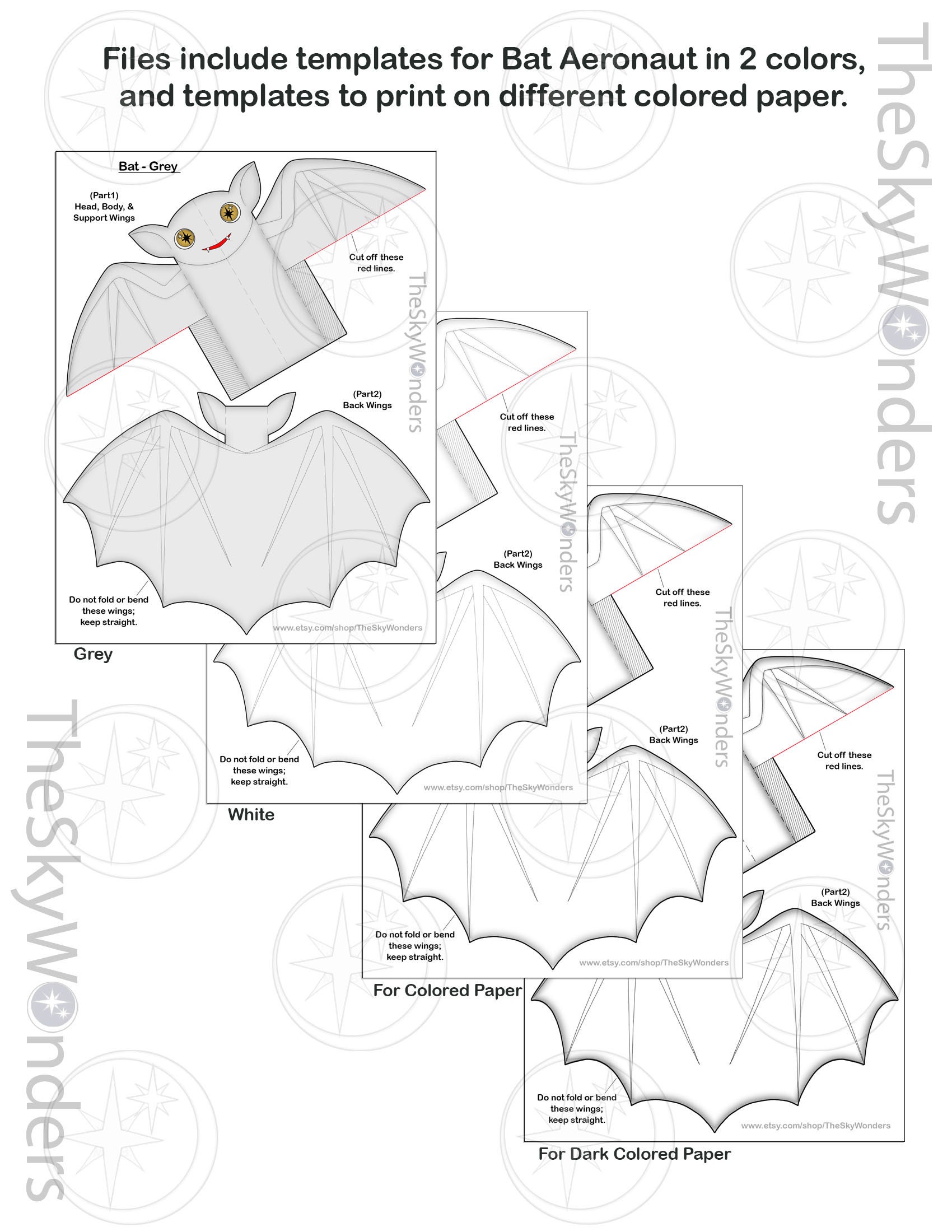 Flying Bat Papercraft: DIY Halloween Decoration (PDF Pattern) - Etsy