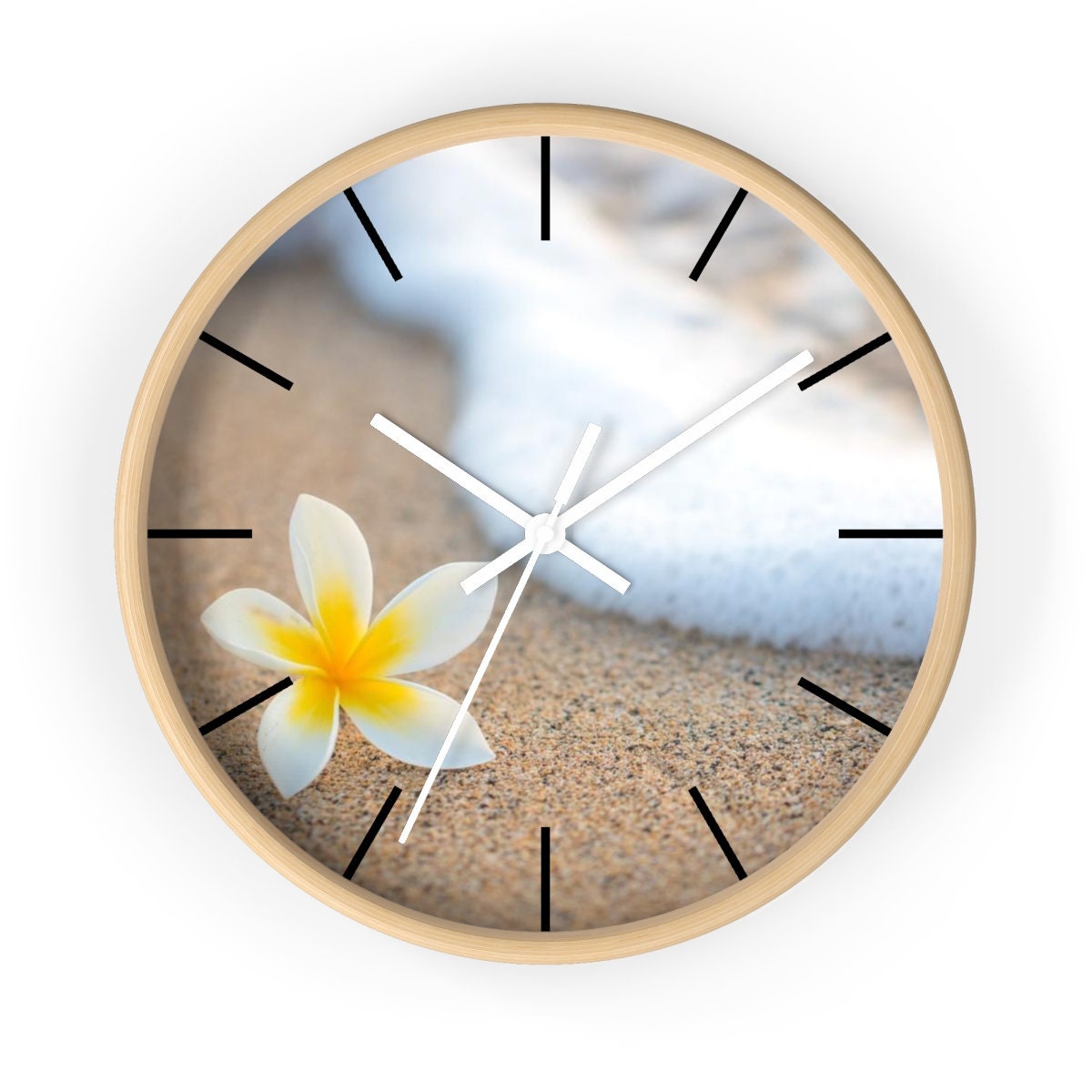 Plumeria on Beach, Beach Theme Clock, Ocean Theme Clock, Peaceful ...