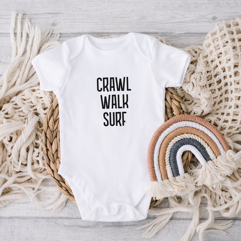 Crawl Walk Surf Baby Onesie, Hawaii, Keiki, Hawaii Kids, Funny Hawaii ...