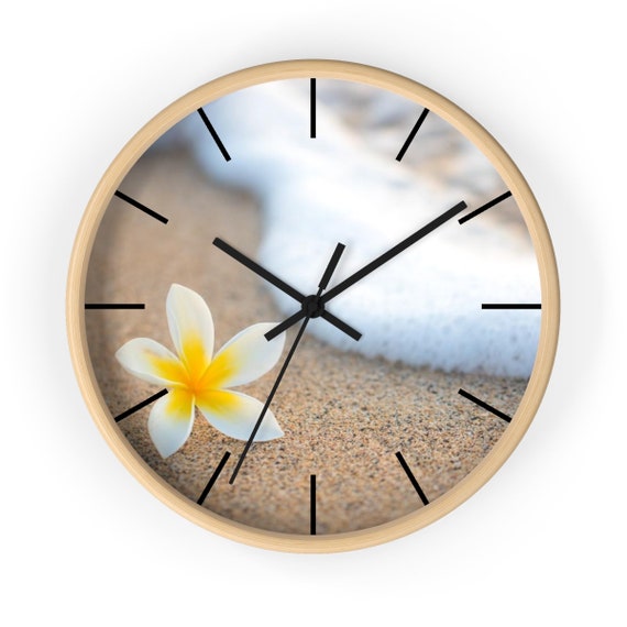 Plumeria on Beach Beach Theme Clock Ocean Theme Clock - Etsy