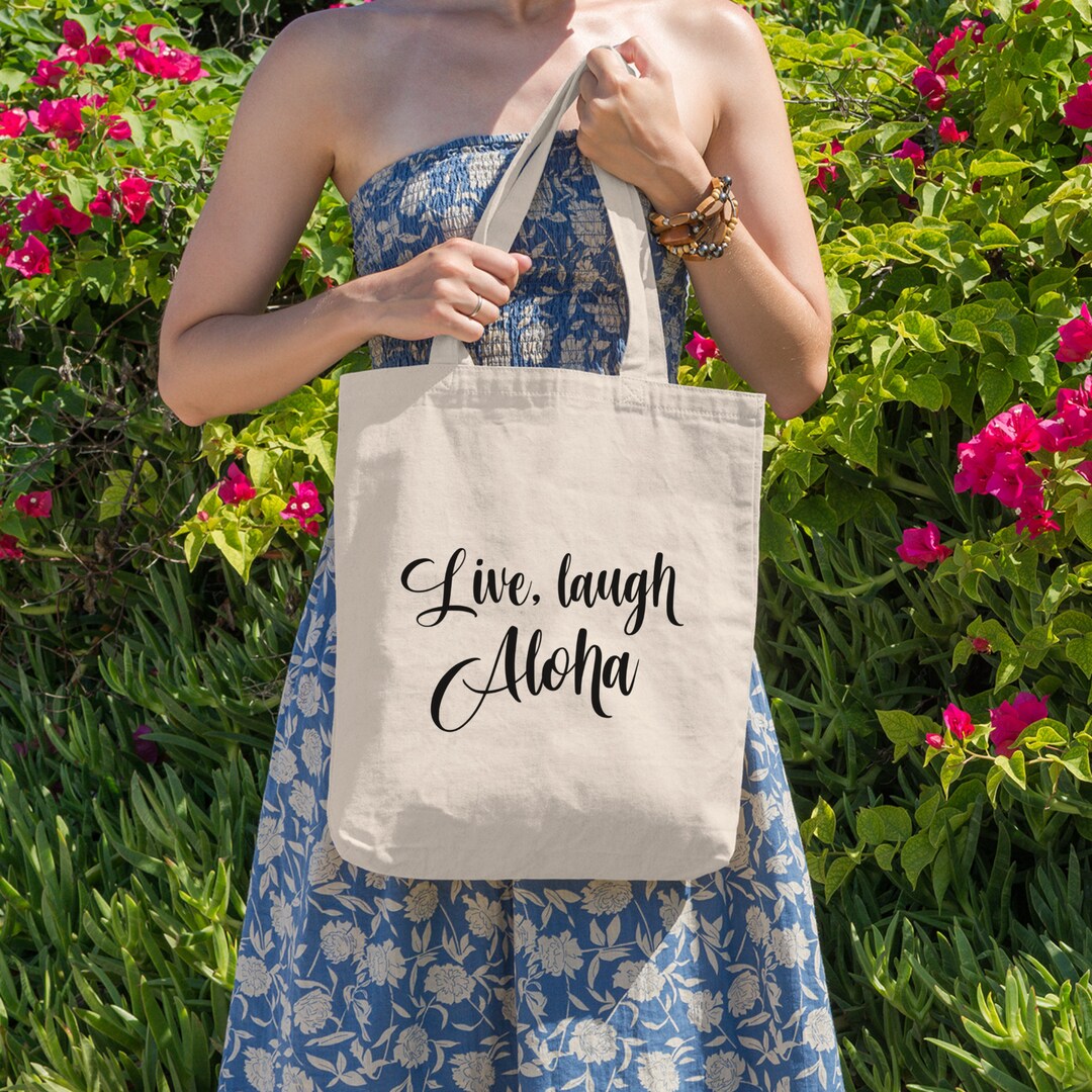 Live, Laugh, Aloha Canvas Tote Bag, Hawaii, Hawaii Gifts, Gift for Mom ...
