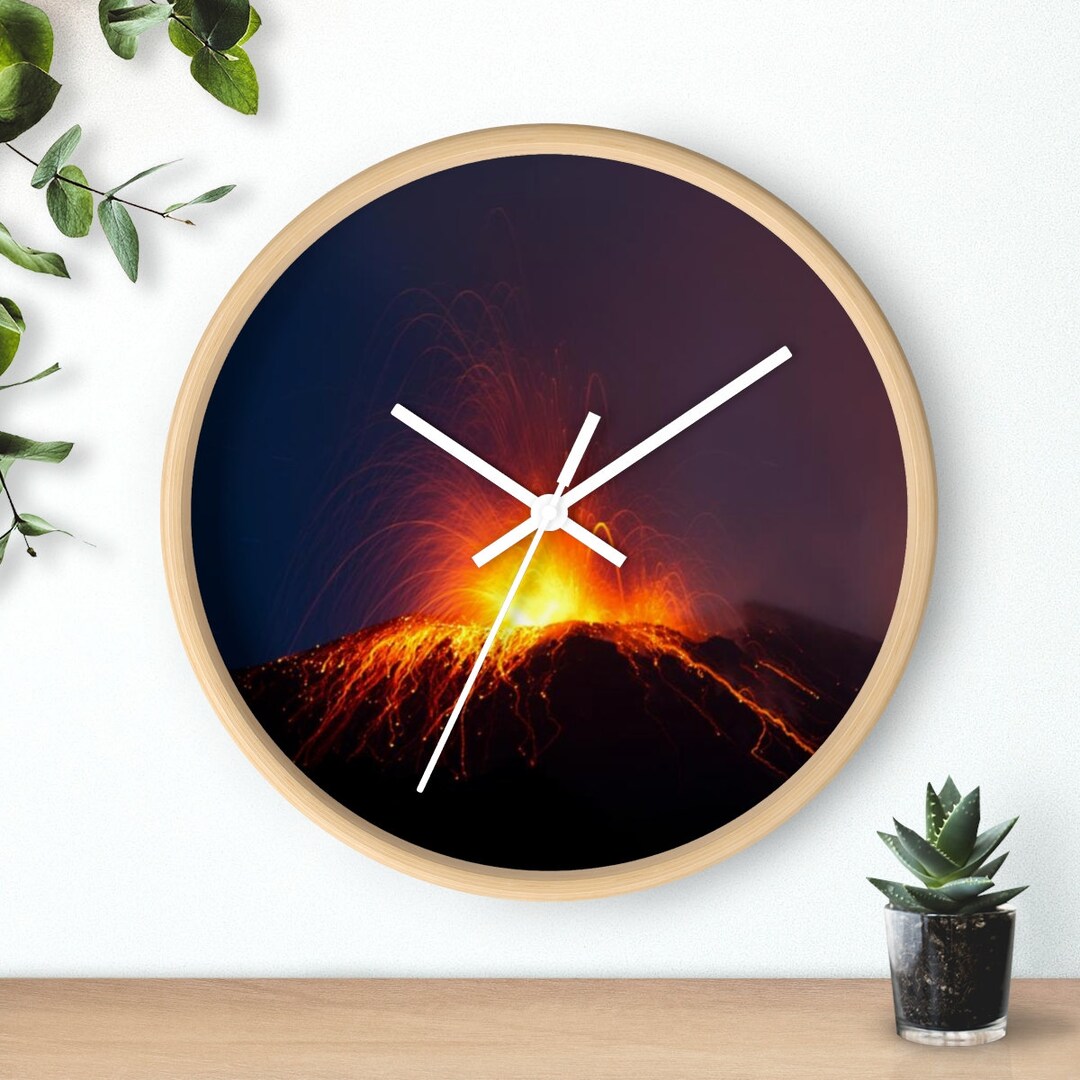 Hawaii Volcano, Lava Theme Clock, Volcano Eruption Theme Clock ...