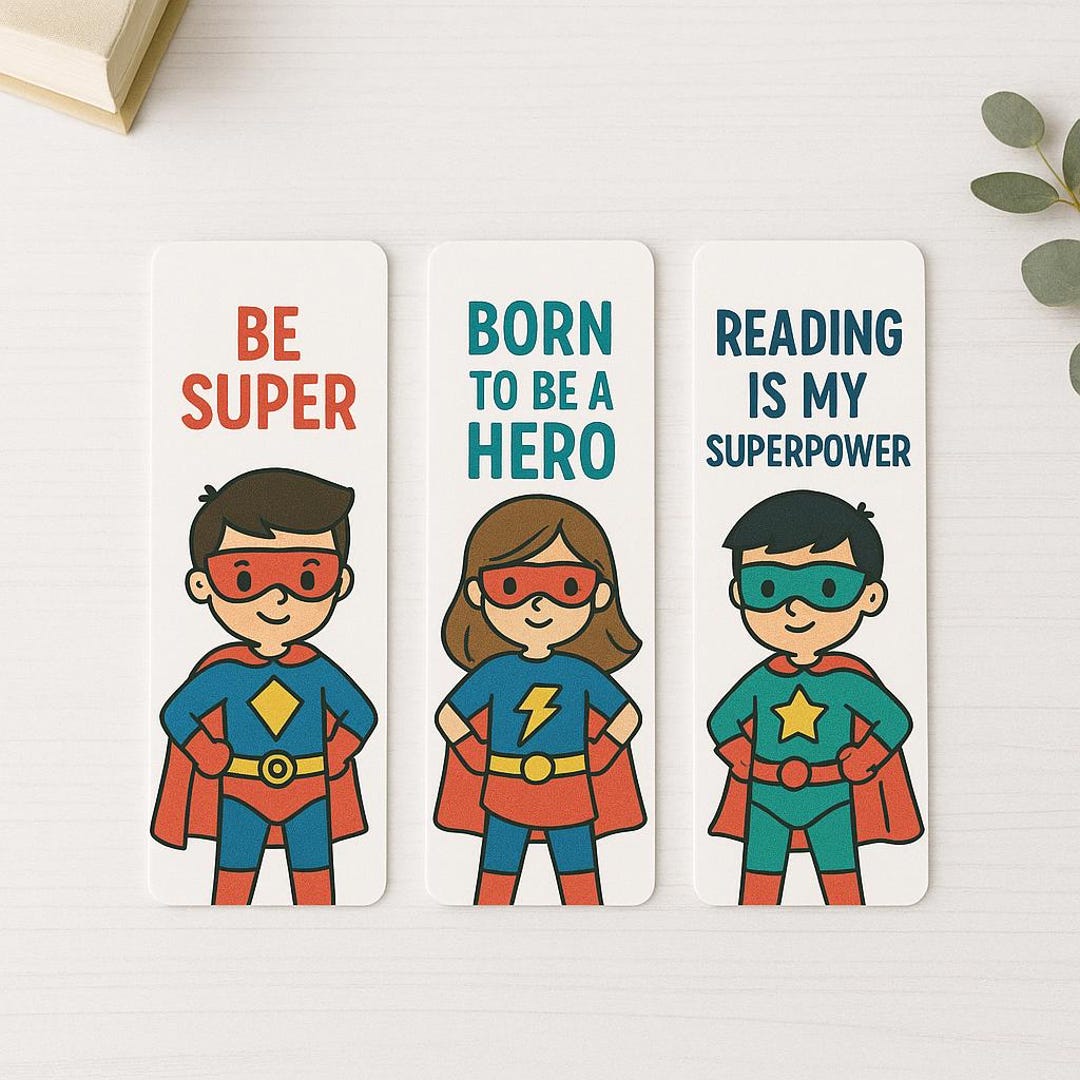 Set of 3 Bookmarks –superhero - Etsy