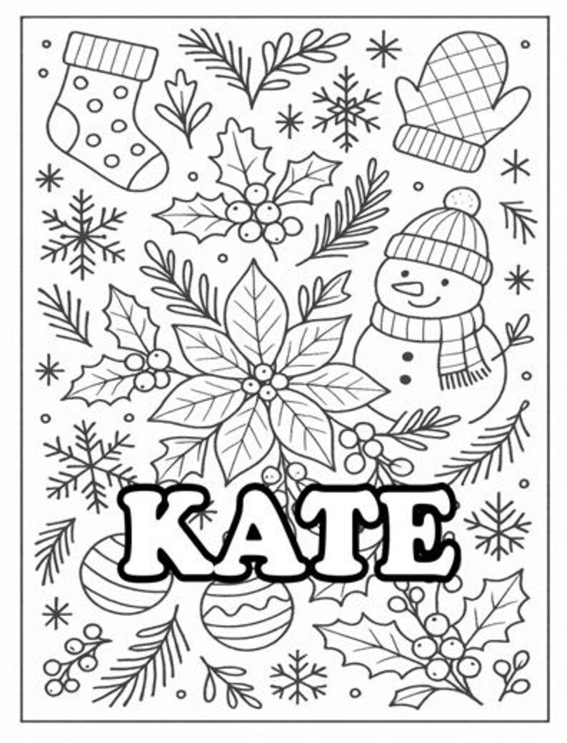 KATE: Personalized Adult Coloring Pages | Custom Name Floral Coloring ...
