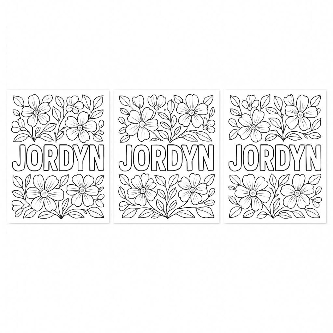 JORDYN Personalized Name Floral Coloring Page: Relaxing Printable ...