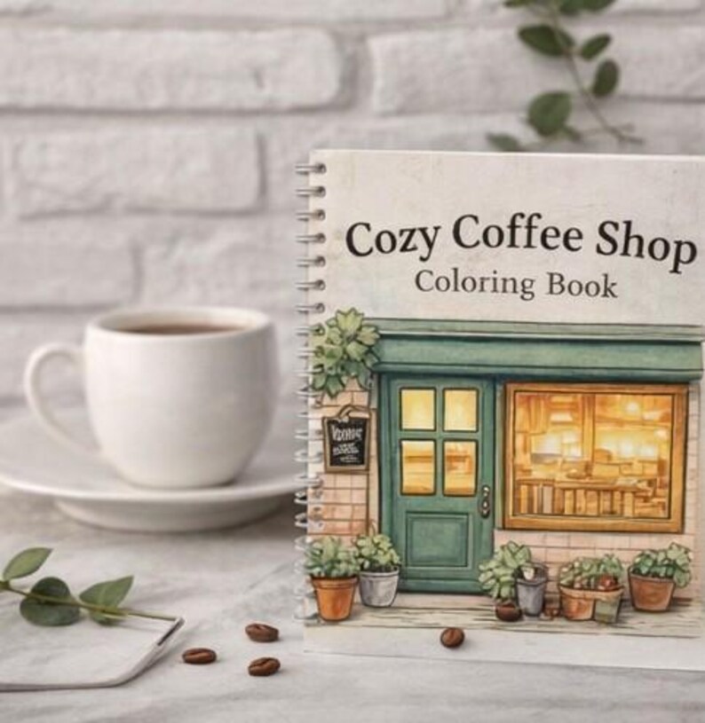 Cozy Coffee Shop Coloring Book - Etsy
