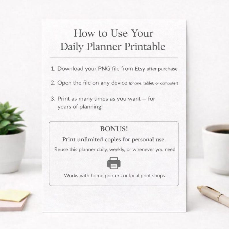 Daily Planner Printable - Etsy