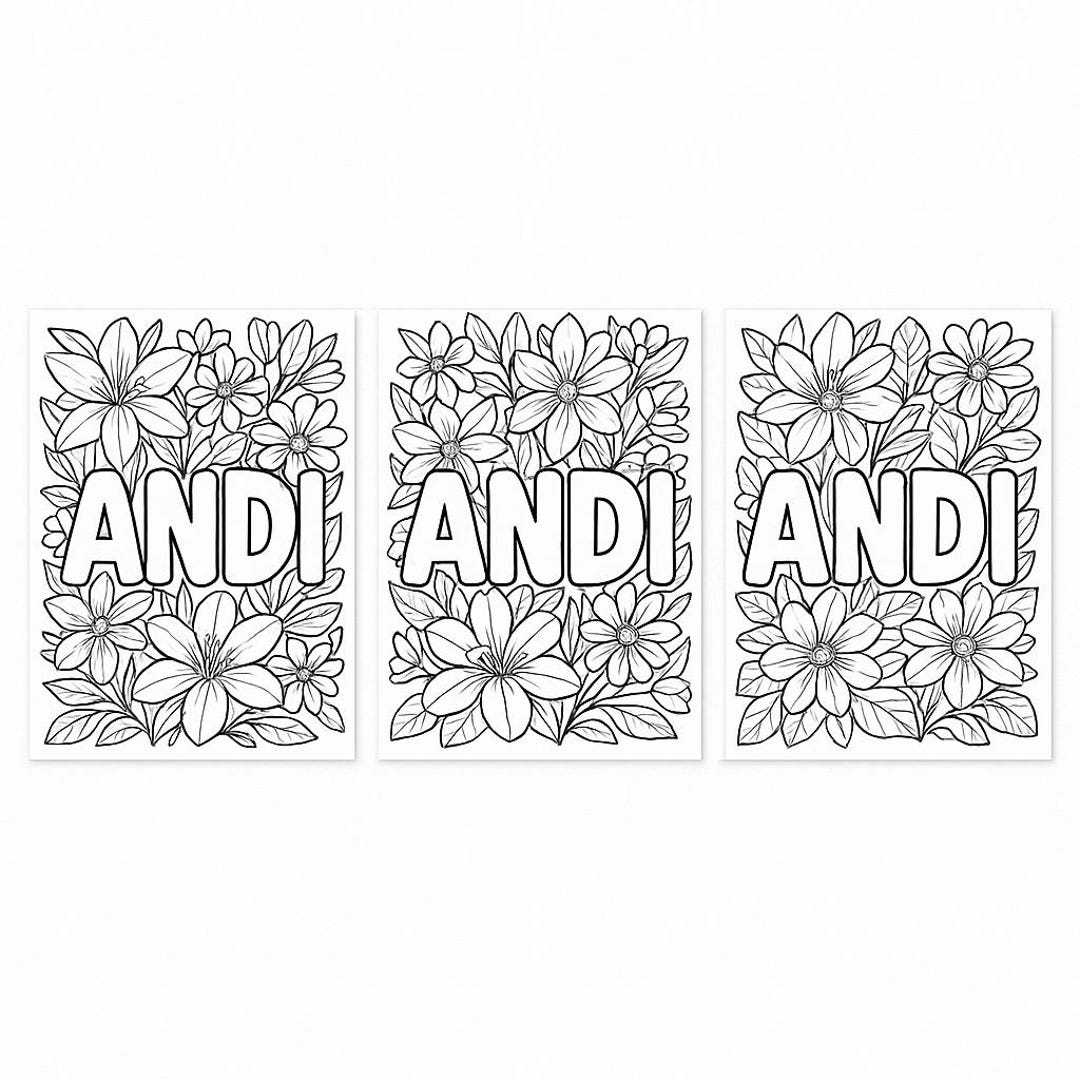Andi: Personalized Adult Coloring Pages | Custom Name Floral Coloring ...