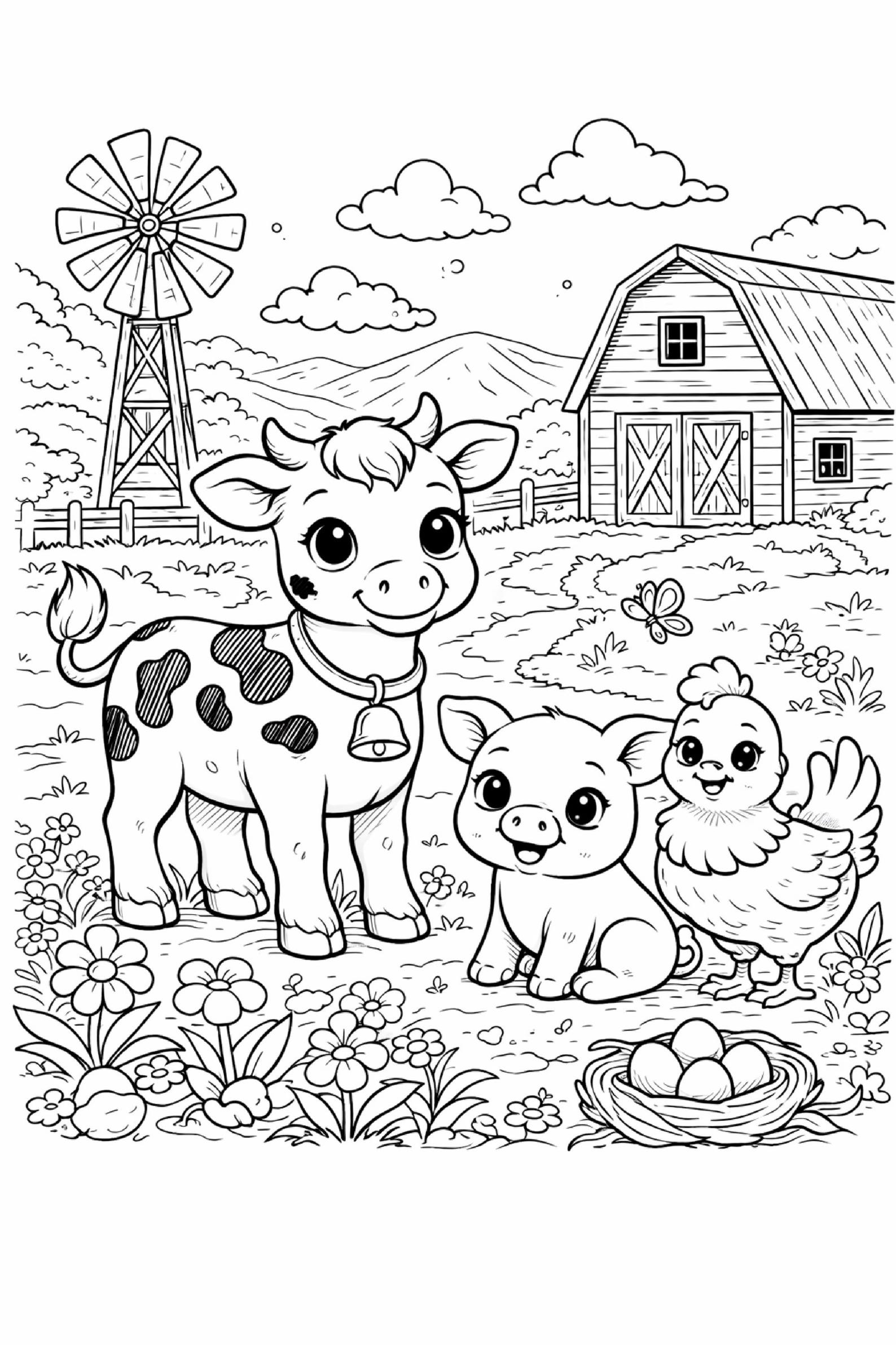 Farm Kids Coloring Page – Fun & Easy Coloring Activity - Etsy