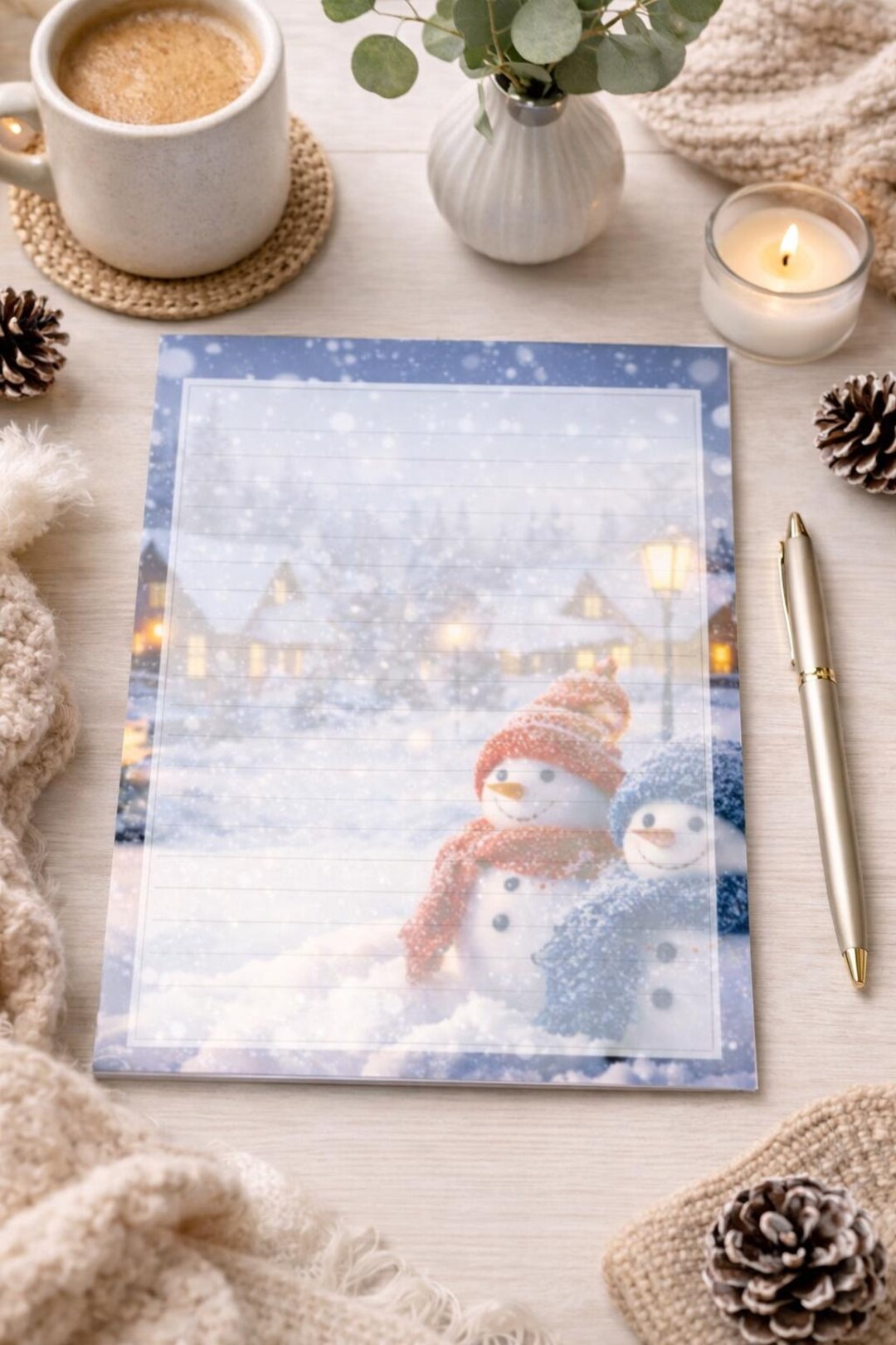 Snowman Printable Stationery | Digital Download PNG | Lined Writing ...