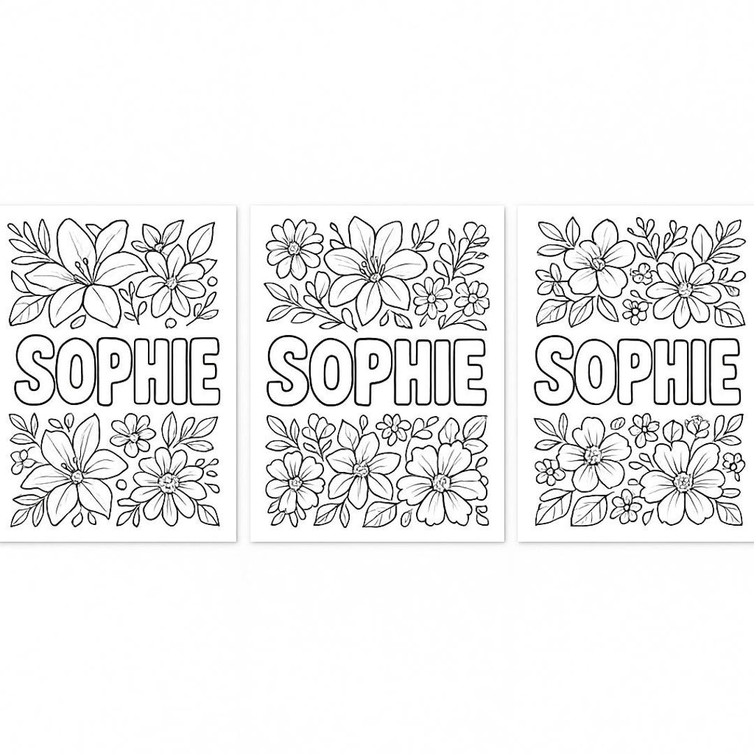 SOPHIE Personalized Floral Name Coloring Page: Custom Adult Printable ...