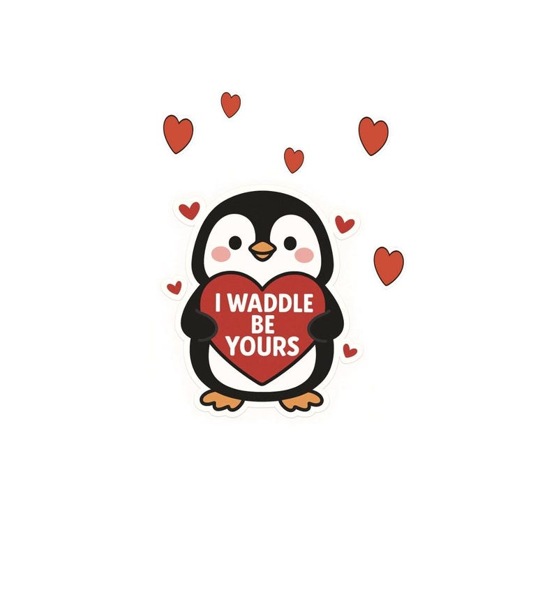 Water Bottle Label I Waddle Be Yours Penguin– Valentine Digital ...