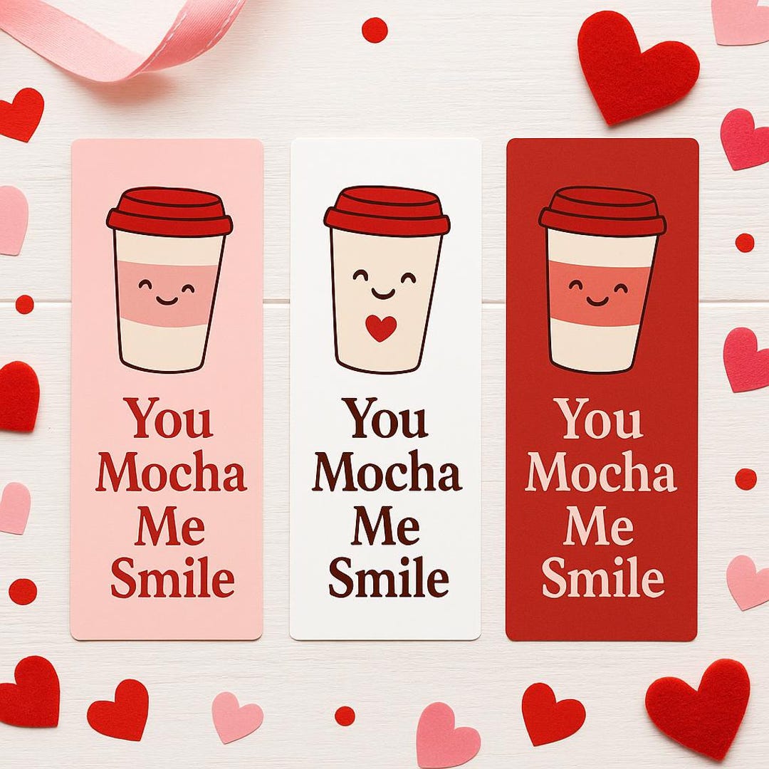 12 Mocha Valentine Bookmarks – 4 Sheets/ 3 Bookmarks per Sheet - Etsy