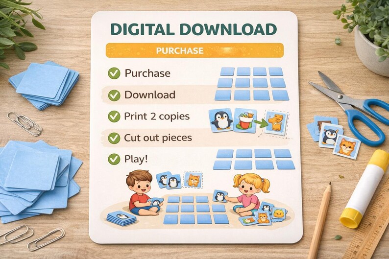 Printable Memory Game/ Print and Play Activity for Kids - Etsy