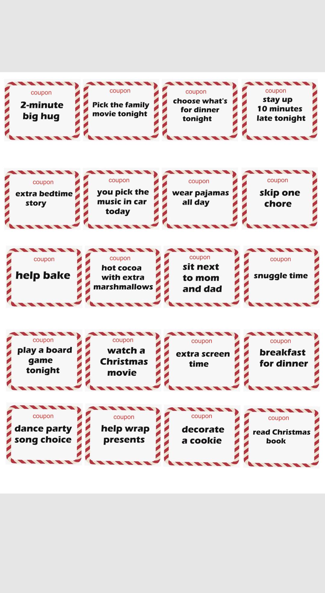 Elf Coupon Cards, 40 Printable Activity Cards (PDF) - Etsy