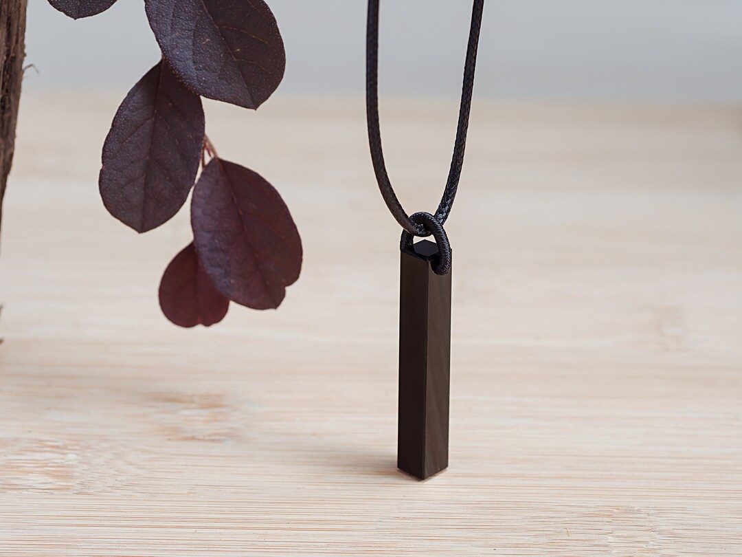 Obsidian Bar Necklace Natural Obsidian Stick Bar Necklace Black ...