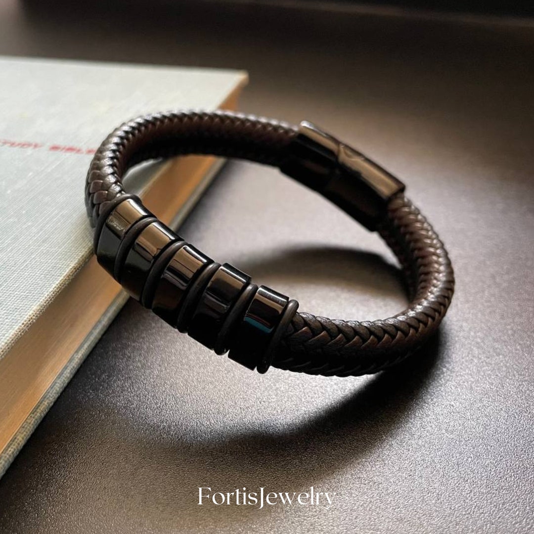 Classic Minimalist Leather Bracelet for Men Simple Genuine - Etsy
